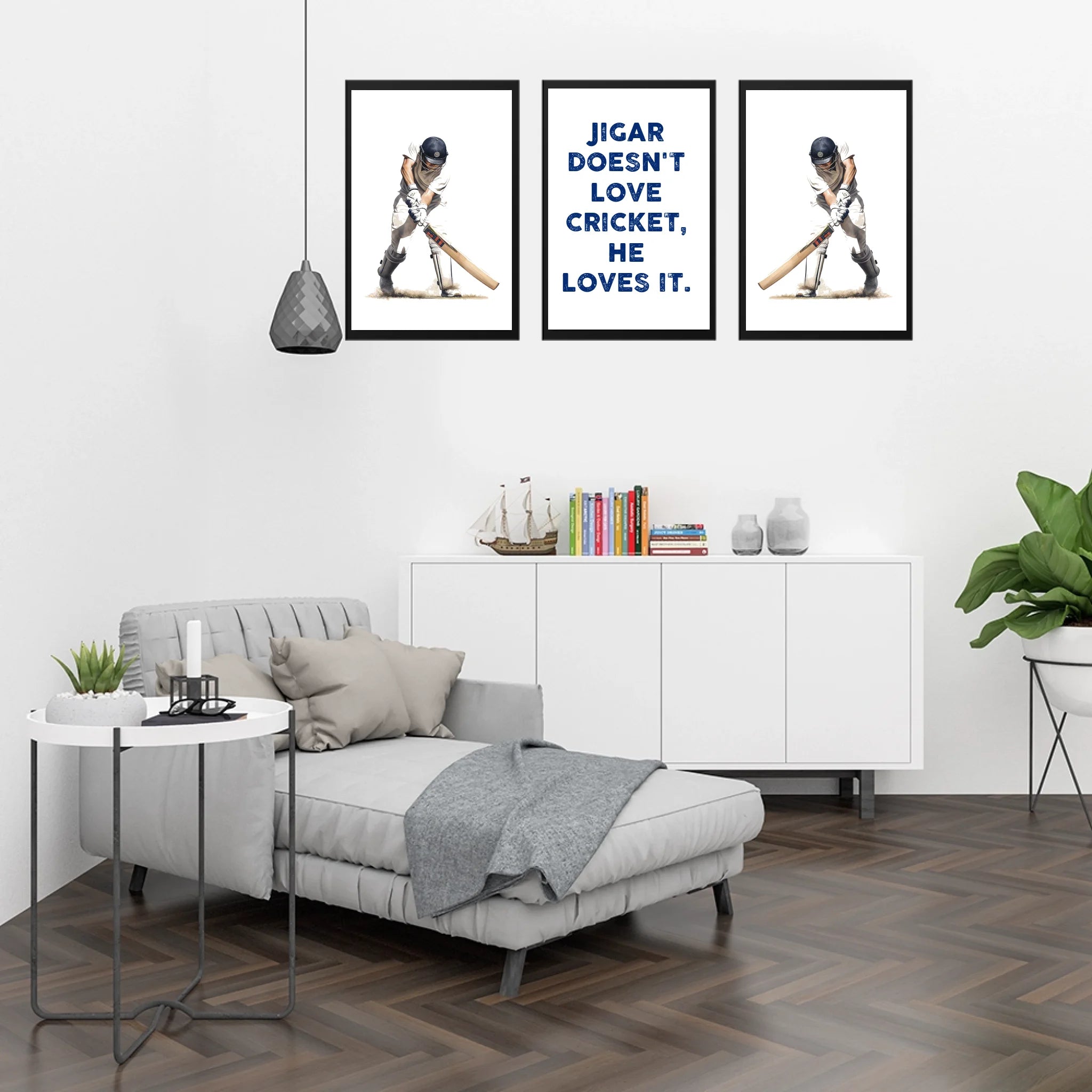 Set of 3 Cricket Wall Art & Poster for Boys Bedroom & Teen Room Decor ...