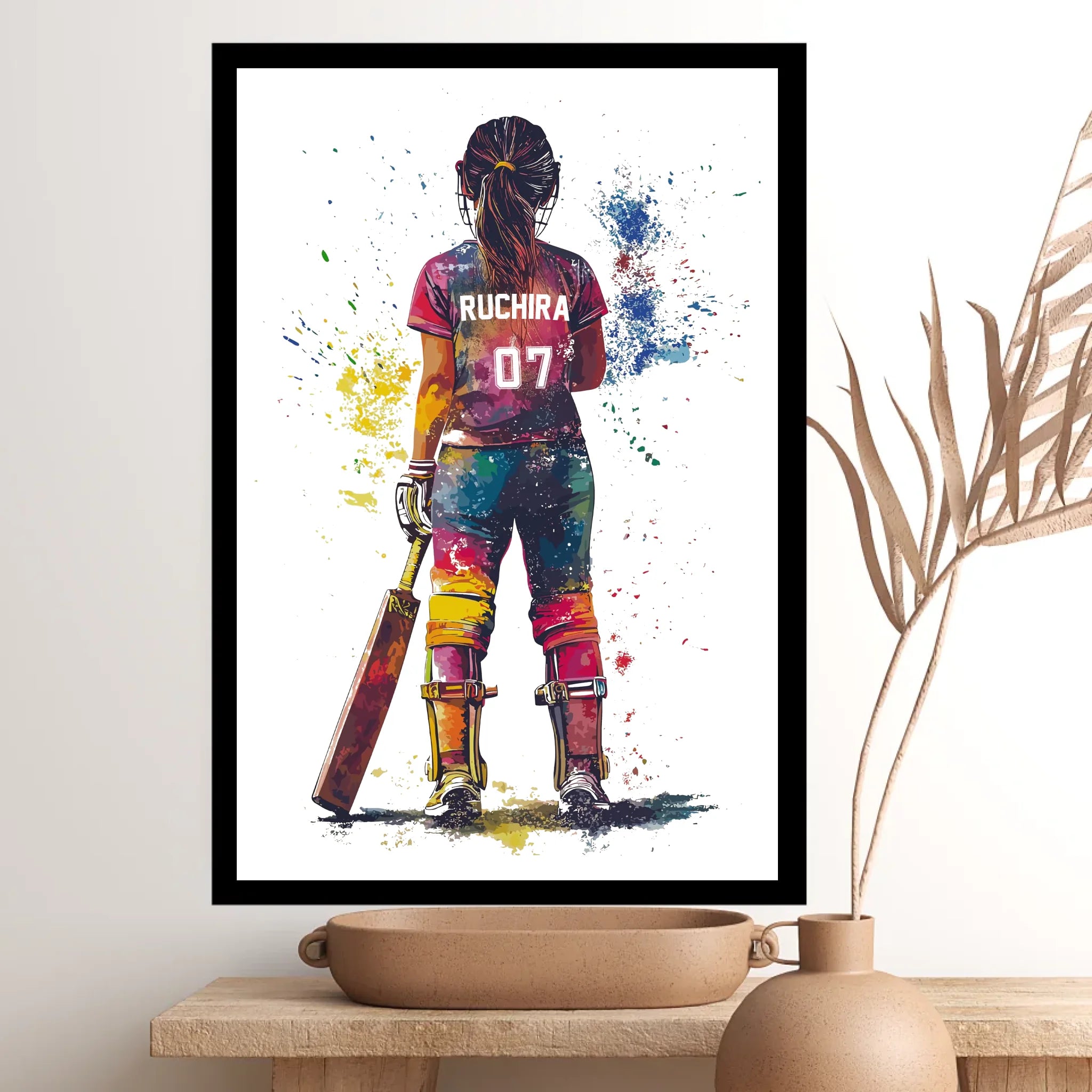 Personalised Girls Cricket Wall Art Custom Name Poster for Girls Bedro ...