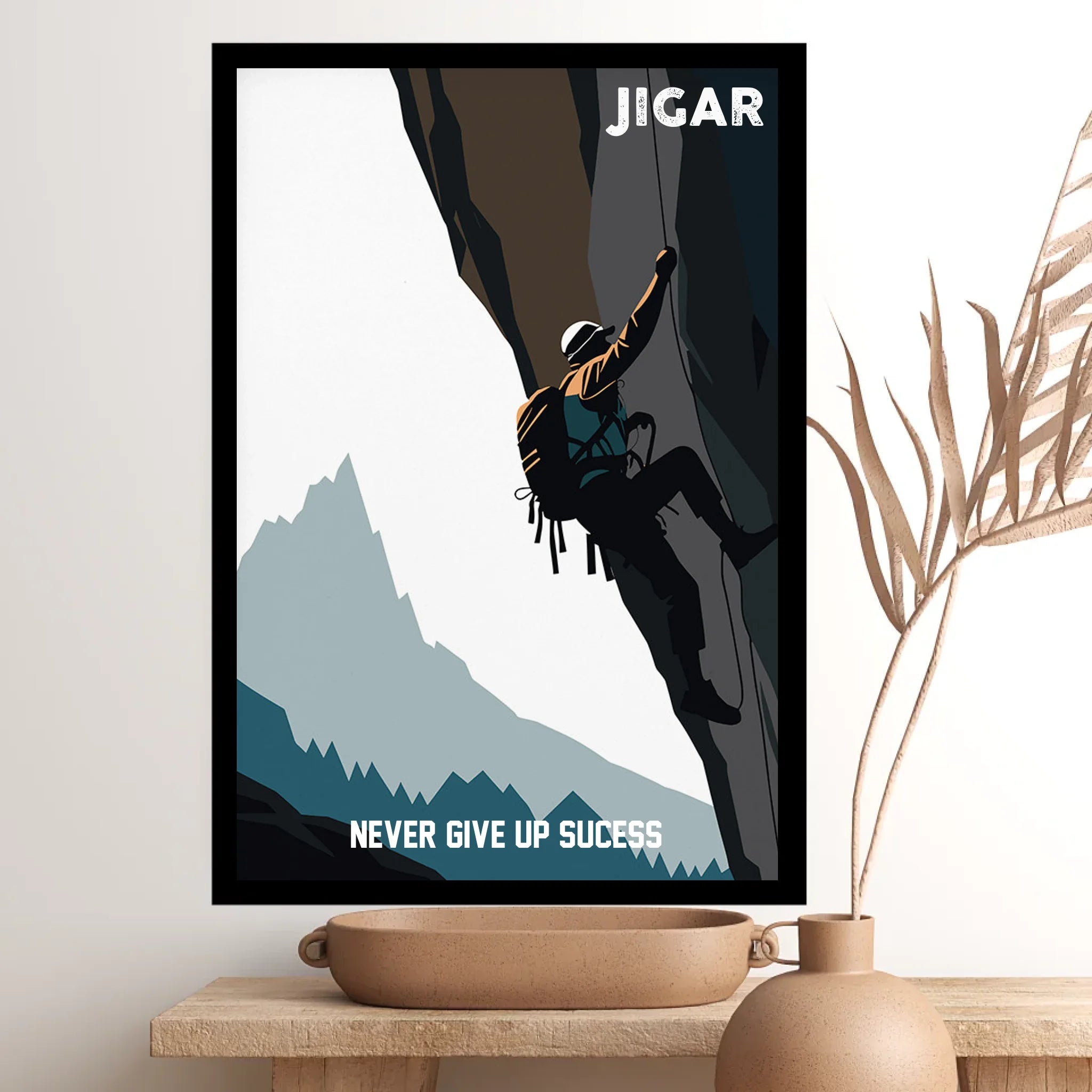 Personalized Minimalist Mountain Climber Poster - Inspiring Wall Art f ...